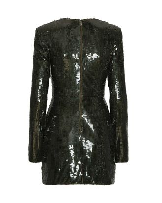 Rotate Womens Mini Dress Sequinned Black Olive Shell: Polyester (recycled) Evening Suits