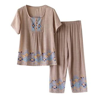 Generic V&ecirc;tements de sport pour femme Deux pi&egrave;ces Mode D&eacute;contract&eacute; Jambe Droite Pantalon Ample Col en V Tricot C&ocirc;tel&eacute; Ensemble de Gym Ensemble de Salon Deux P