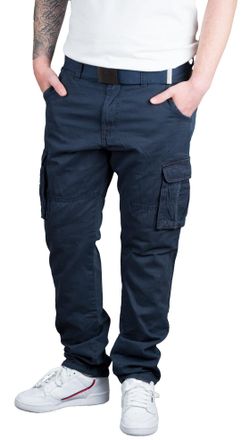 Indicode Rocky Herren Cargohose mit G&uuml;rtel Cargo Hose Freizeithose Wanderhose Trekkinghose Outdoorhose (3XL, Navy)