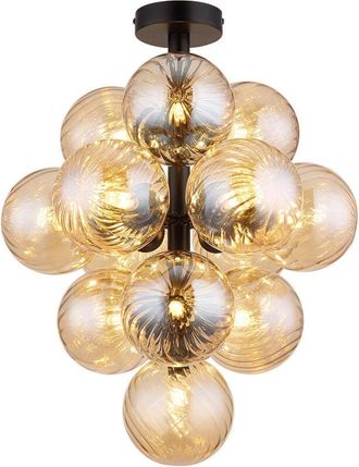Globo Lighting Deckenleuchte Wohnzimmerlampe Deckenlampe Glaskugeln Amber 9-Flammig D 39,5 cm