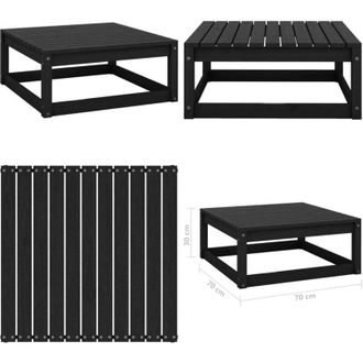 vidaXL Vidaxl - Gartenhocker 70x70x30 cm Schwarz Massivholz Kiefer - Gartenhocker - Kiefernholz - Gartenmöbel - Lounge Möbel - Außengarten - Home & Living