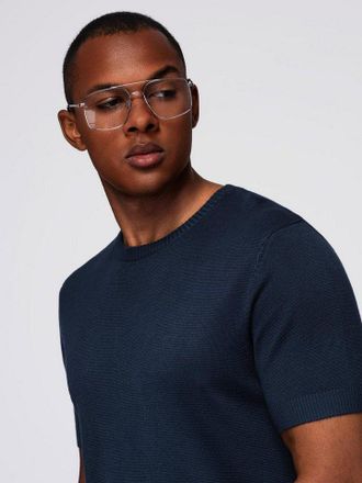 Ombre T-Shirt Klassisches Herren-T-Shirt aus Strick mit Rippenb&uuml;ndchen