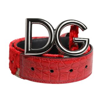 Dolce & Gabbana Silbernes DG-Logo Metallschnalle Tailleng&uuml;rtel - - Accessories - Damen - Rot - ONE SIZE