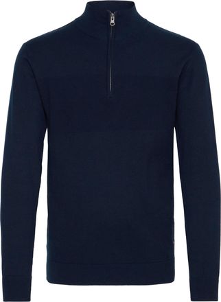 Indicode Erno Herren Strickpullover Troyer Feinstrick Pullover, Größe:3XL, Farbe:Navy (400)