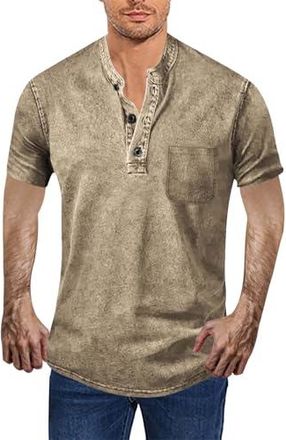 Generic T-shirts pour hommes, t-shirt &agrave; manches courtes, t-shirt Henley, t-shirt d&eacute;t&eacute;, col en V, t-shirt de sport, respirant pour homme, chemises d&eacute;contract&eacute;e