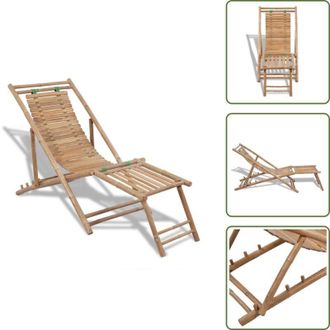 vidaXL Chaise de terrasse dext&eacute;rieur avec repose-pied Bambou - Chaise Longue - Fauteuil De Jardin - Mobilier De Jardin - Chaise Ext&eacute;rieure - Chaise En