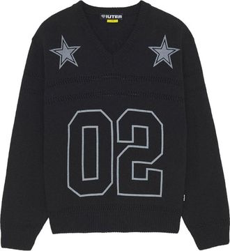 Iuter Iuter - Pull Col V &Eacute;toiles de Football - Homme - Pulls - Noir - Taille: L