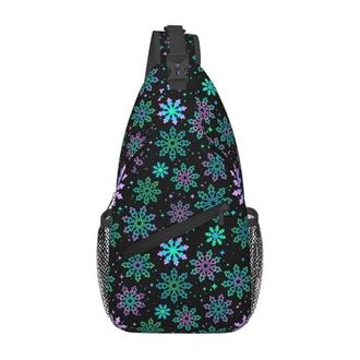Generic Flocons De Neige Brillants D&eacute;grad&eacute;s Violet-Vert DHiver Sacoche Bandouliere Pratique Sacoche Epaule L&eacute;ger Sac &Agrave; Dos Bandouli&egrave;re Pour Sport Camping Cycl