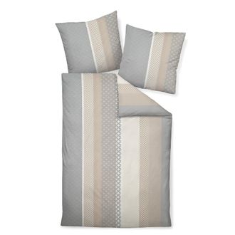 Janine Seersucker Bettwäsche Tango 20043-07 Sand Silber 1 Bettbezug 155 x 220 cm + 1 Kissenbezug 80 x 80 cm