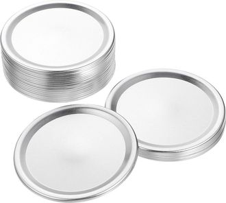 DOITOOL 24 StüCk Mason Jar Deckel, Deckel Marmeladengläser Auslaufsichere Einmachglas, 70mm Silber, Wiederverwendbare Schraubdeckel FüR Balle Mason Jar, Einma