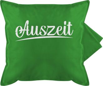 Shirtracer Kissenbezug - Statement - Auszeit Vintage Effekt - wei&szlig; - 50 x 50 cm - Gr&uuml;n - kissenh&uuml;lle pause statement-kissen statements relax kissenhullen 50&50 k