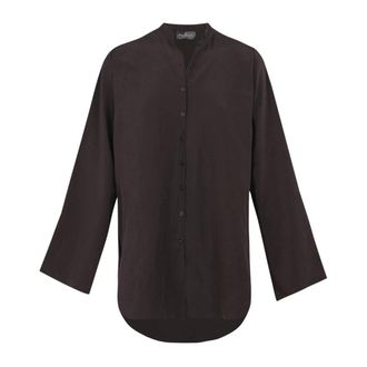 Cortana Mao-Kragen Hemd aus Leinen-Seide - - Blouses & Shirts - Damen - Braun - M