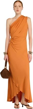 Semicouture Femme, Robes, Orange, Taille: 38 FR Longue Robe Portefeuille Asym&eacute;trique