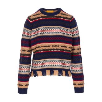 Guest In Residence Femme, Pulls, Multicolore, Taille: 40 FR Pull &agrave; Rayures Bleu avec Franges