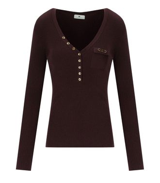 Elisabetta Franchi PULL &Agrave; BOUTONS MERLOT ELISABETTA FRANCHI