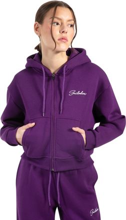 Smilodox Sweatjacke Damen Enara, Strickjacke mit Frontzipper und K&auml;ngurutasche, gesticktem Logo auf Brust, weichem Stoff mit B&uuml;ndchen, Bequeme Kapuzenjacke f&uuml;r