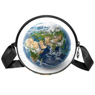 Generic Circle Sac &agrave; bandouli&egrave;re pour femme, petit sac &agrave; bandouli&egrave;re r&eacute;aliste avec fermeture &eacute;clair, bretelles r&eacute;glables, sac &agrave; main rond d&eacute;contract&eacute; pour fem