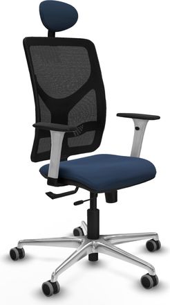 Piqueras y Crespo Gepolsterter B&uuml;rostuhl mit wei&szlig;en und schwarzen Armlehnen, h&ouml;henverstellbare Lendenwirbelst&uuml;tze und festes Kopfteil, ausgestattet mit Syncro/Traslack.