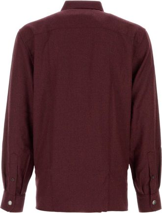 Brunello Cucinelli Virgin Wool Shirt - Burgundy