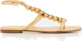 Gianvito Rossi Sandalen - Woven Leather Sandals With Round Open Toe Design - Gr. 36,5 (EU) - in Gold - für Damen
