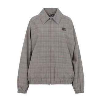 Miu Miu Checked Blouson - - Jackets - Damen - Grau - S