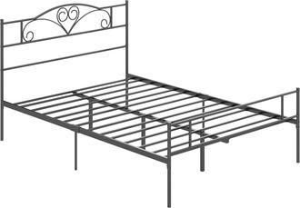 HOMCOM Bett 140 x 200 cm Stahl mit Lattenrost Bettrahmen mit Unterbettaufbewahrung, Kopf- und Fu&szlig;teil, Doppelbett, Bettgestell, 31 cm hoch, Einfache Montage 
