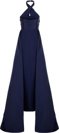 Solace London Halter V-Neck Dress - Blue