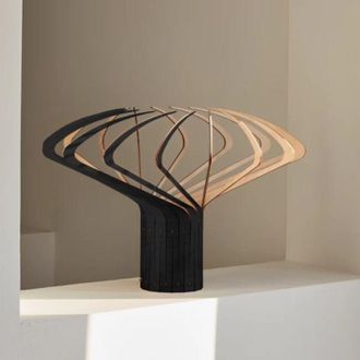 No Brand Lampe de table led bois naturel et noir - piatoni - puntaskaldazol