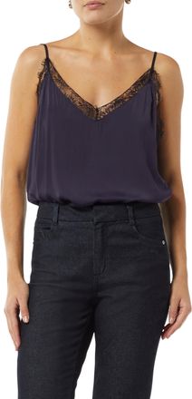 Comma Satin Top mit Spitzendetails