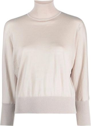 Max Mara Femme, Pulls, Beige, Taille: 36 FR Pull ras du cou &agrave; col roul&eacute;