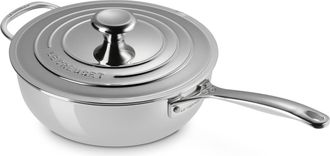 LE CREUSET Antihaftbeschichtete Saut&eacute;pfanne mit Gegengriff aus 3-ply PLUS Edelstahl, 24 cm, 96601424001700