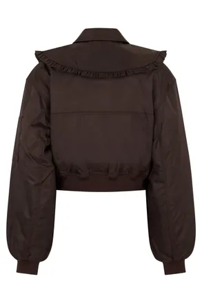 Ganni Womens Bomber Jacket Duchess Nylon Demitasse Polyamide