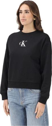 Calvin Klein Jeans Femme, Sweatshirts et sweats &agrave; capuche, Noir, Taille: 40 FR Classic Foil Crewneck SweaT-shirt