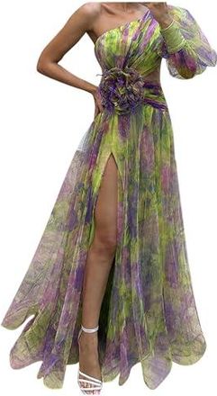 Generic 2024 Robe Cocktail Femme A-Line Swing Dress Dentelle Transparente Femmes Paule Imprimer De SoiréE VaséE Palais Vintage Tunique LéGant