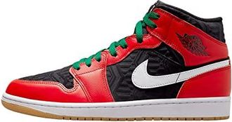 Nike Nike Chaussures de basket-ball pour hommes, Noir, blanc, malachite, rouge feu, 45 EU