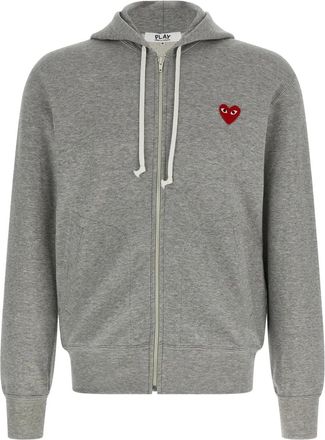 Comme Des Garçons hoodie zippé à détail de logo - Gris