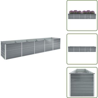 vidaXL Vidaxl - Lit sur&eacute;lev&eacute; de jardin Acier galvanis&eacute; 400x80x45 cm Gris - Jardini&egrave;re - Pot De Fleurs Ext&eacute;rieur - Bac &agrave; Plantation - Jardin Vertical