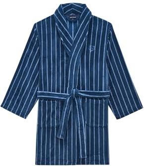 Arthur Robe de chambre homme en polaire - Chaude et douce pour lhiver - Motif Panda Rayures Bleu - Taille XL