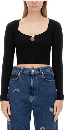 Moschino Femme, Tops, Noir, Taille: 40 FR Hook & Eye Top