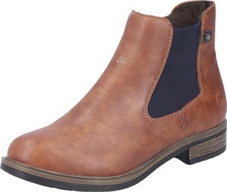 Rieker Chelseaboots RIEKER, Damen, Gr. 39, braun, Lederimitat, unifarben, Schuhe Chelseaboots, Schlupfboots, Stiefelette, Blockabsatz, mit w&auml;rmendem Textilfu