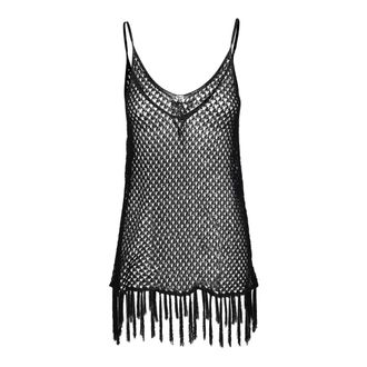 Dodo Bar Or Dodo BAR OR, Femme, Tops, Noir, Taille: 34 FR Haut dété en Mesh Noir avec Franges