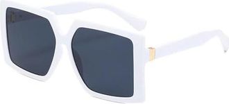 Generic Lunettes de soleil tendance en métal pour femmes et hommes - Lunettes de luxe vintage pour conduite en plein air - Lunettes de voyage UV400, Blanc/gri