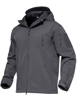 KEFITEVD Vestes Tactiques Militaires Coquille Souple pour Hommes Imperm&eacute;able Polaire Coupe-vent Hiver,Gris,L