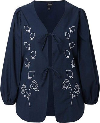 Ulla Popken Sommerjacke Blusenjacke Stickerei A-Linie V-Ausschnitt