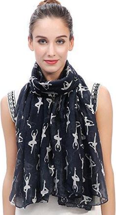 Lina & Lily &Eacute;charpe Foulard pour Femme Imprim&eacute; Ballet Danseur (Gris Fonc&eacute;)