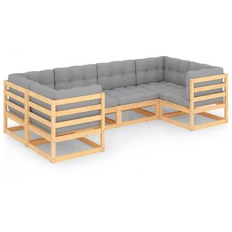 vidaXL 6-tlg. Garten-Lounge-Set mit Kissen Massivholz Kiefer Vidaxl