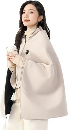 Generic Cape chauffante pour femme, ch&acirc;le chauffant &agrave; 3 niveaux, s&ucirc;r et portable, couverture chauffante douce pour canap&eacute;, maison, dortoir, bureau, beige, Tai