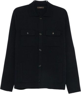 Zanone Cardigan avec poche poitrine - Homme - Pulls - Noir - Taille: XL