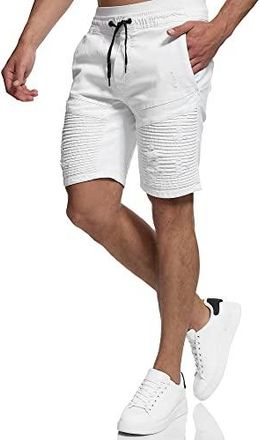 Indicode Hommes Ernest Jeans Shorts | Pantalon Court en Jean avec Poches Offwhite XL