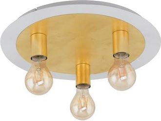Eglo LED Deckenlampe Passano, 3 flammige Deckenleuchte Vintage, Retro, Wohnzimmerlampe aus Metall in Weiß, Gold, Schlafzimmerlampe, Flurlampe Decke mit E27